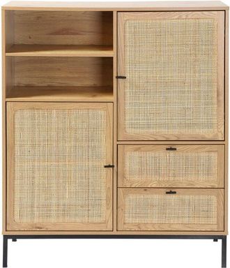Calicosy Calicosy - Hohe Buffetschrank mit Rattanfronten - L100 x H120 cm - jaya