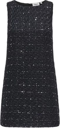 Only Sequin Dress TLR Onlicy S/L Robe &agrave; Paillettes avec Boucle, Noir, 44 Femmes