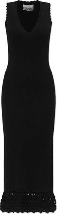 Ganni Femme, Robes, Noir, Taille: 40 FR Robe Longue en Crochet de Coton
