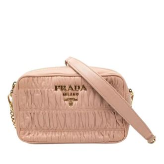 Prada unisex, Pre-owned, Beige, Taille: ONE Size Pre-owned Sac bandouli&egrave;re en cuir pliss&eacute;