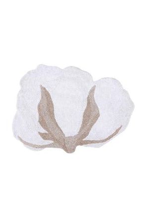 Lorena Canals Tapis Lavable Cotton Flower Tas: 97% Coton, 3% Autres Fibres Base: Coton recycl&eacute; -Ivoire, Blanc, Gris Clair, Linen- 130x120 cm