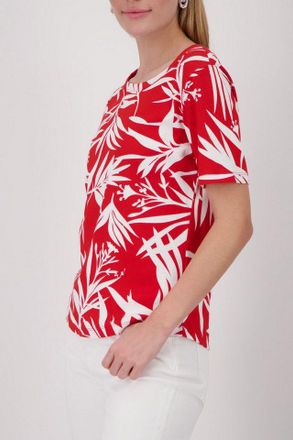 Monari T-Shirt Shirt Bl&auml;tter allover Regular fit mit Bl&auml;ttermuster