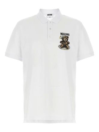 Moschino polo à imprimé ourson - Blanc