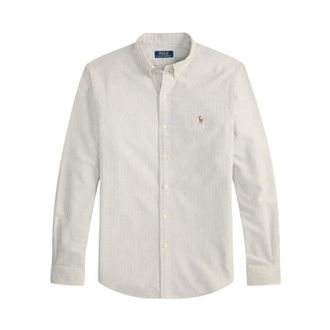 Ralph Lauren Homme, Chemises, Brun, Taille: S Chemise Oxford Ray&eacute;e Coupe Personnalis&eacute;e