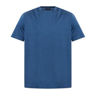 Paul & Shark Homme, Tops, Bleu, Taille: 2XL T-shirt en jersey de coton avec broderie aileron de requin