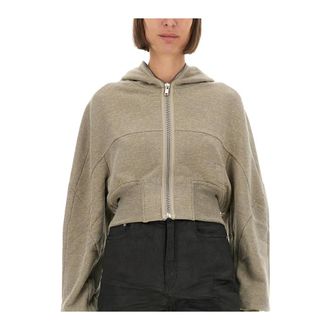 Rick Owens Cropped Drawstring Hoodie - - Sweatshirts & Hoodies - Damen - Grau - XS