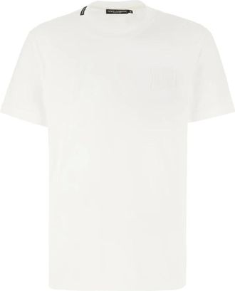 Dolce & Gabbana Homme, Tops, Blanc, Taille: L T-shirt avec imprim&eacute;