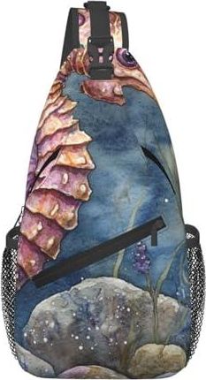 Generic Sac &agrave; dos &agrave; bandouli&egrave;re pour homme Motif hippocampe Violet