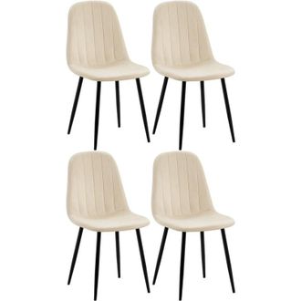Clp Lot de 4 chaises de salle à manger Baxter velours Crème
