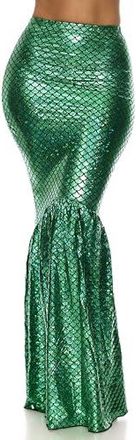 Forplay Jupe sir&egrave;ne pour Femme avec Finition Hologramme, Jupe Longue pour Halloween, Vert, M/L