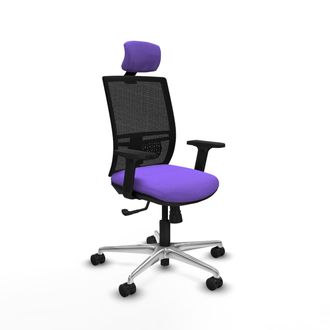 Piqueras y Crespo Stuhl, h&ouml;henverstellbare Lendenwirbelst&uuml;tze und h&ouml;henverstellbares Kopfteil, ausgestattet mit Sincro 4 Positionen und Schneideschaum, Schwarz/Lila