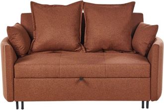 Beliani Schlafsofa 2-Sitzer HOVIN Stoff Goldbraun