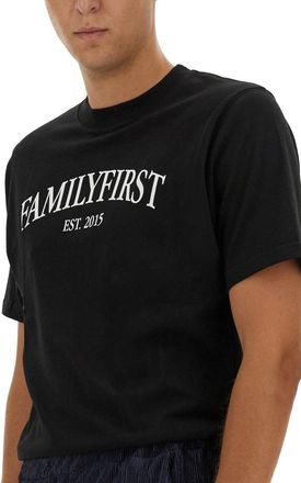 Family Fir$t Milano Logo-Embroidered Cotton T-Shirt - Black
