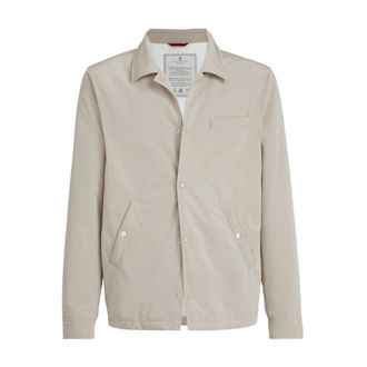 Brunello Cucinelli Homme, Vestes, Beige, Taille: XL Veste dext&eacute;rieur en nylon contrecoll&eacute;