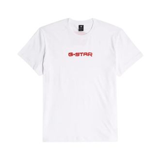 G-Star Homme, Tops, Blanc, Taille: M T-shirt Gel Print R T
