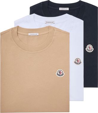 Moncler Moncler Logo Patch Cotton T-shirt (pack Of Three), Men, Multicolour, Size: 3xl
