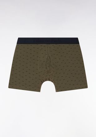 Eden Park Boxer En Jersey De Coton Stretch À Micromotifs Noeuds Papillon Kaki