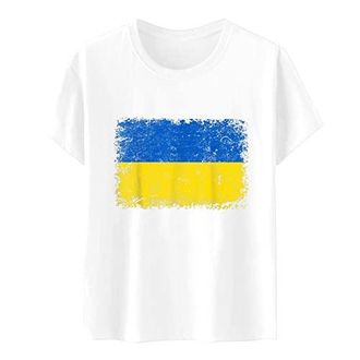 Janly T-shirt &agrave; personnaliser soi-m&ecirc;me drapeau ukrainien T-shirt &agrave; manches courtes T-shirt d&eacute;contract&eacute; mode pour femmes et hommes T-shirts personnalis&eacute;s pou