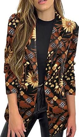 Generic Vestes tendance pour femmes, ouverture sur le devant, manches longues, veste de costume, manteau, 2026, kaki, XL