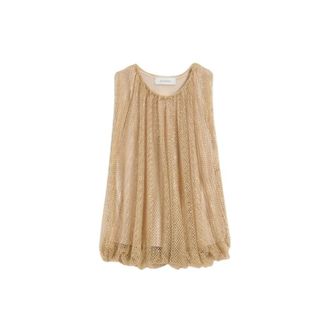 Max Mara Mesh Top mit Kristallen - - Tops - Damen - Braun - S