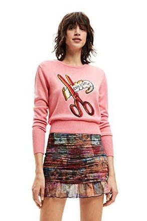 Desigual Candypink Jers_Alba 3067 Rose Bonbon Pull, Rouge, M Femme