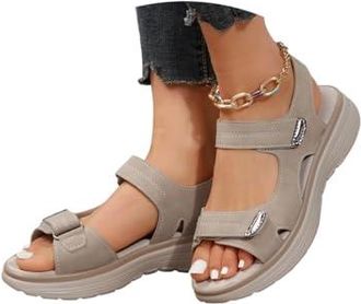 Minetom Sandales Femmes Été Sandales De Marche Confortable Orthopédique Chaussures Plateforme Scratch Chaussures Respirantes Bout Ouvert Sandales De Plage A G