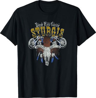 Trendy Apparel Trendy Black Hills Classic Sturgis Cow Skull Motorcycles T-Shirt