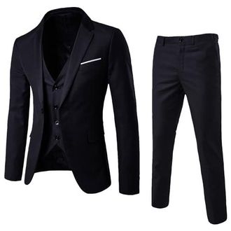 Generic Ensemble de costume pour homme - Coupe ajust&eacute;e - Solide - Formelle - Costume professionnel - Robe de mari&eacute;e - Groomsman Cblazer - Gilet Panto, 1 bouto