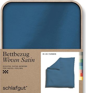 Schlafgut Woven Satin Bettwäsche 200x200cm Bettdecke Bezug einzeln, Blue Mid Uni in Hotelqualität mit 100% Baumwolle