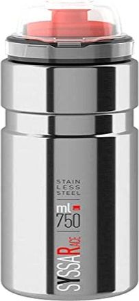 Elite Syssa Race Trinkflasche 750 ml - Silber Gl&auml;nzend - BPA-frei, Leicht & Robust - F&uuml;r Fahrrad & Sport