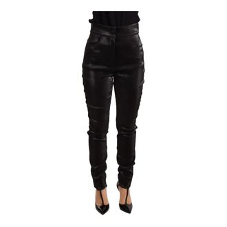 Dolce & Gabbana Schwarze Silberne Lurex Faden Stretch Hose - - Trousers - Damen - Schwarzk - M