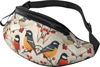 Generic Mode Taillentasche Winterv&ouml;gel-Druck Brusttasche Taillentasche Lauftasche F&uuml;r Spazieren Radfahren Aktivit&auml;ten 14X35Cm