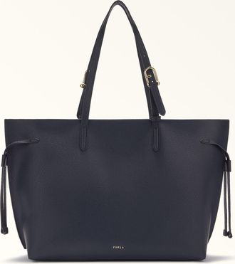 Furla Ava Tote-bag L Ink Blue Blau Doppeltes Pebble Kalbsleder Damen