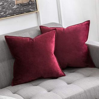 Miulee 2er Set Samt Kissenbezug Flansch Kissenh&uuml;lle Dekorative Sofakissen Dekokissen Umwickelte Kante Kissenbez&uuml;ge Zierkissenbezug f&uuml;r Sofa Wohnzimmer Schlaf