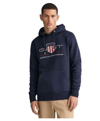GANT REG Hoodie Sweat &Agrave; Capuche Archive Shield Regular, Evening Blue, XXL Homme