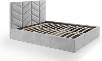 Vente-Unique Doppelbett mit Lattenrost &ntilde; 200 x 200 cm &ntilde; Grau &ntilde; Justani