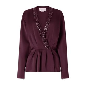 Genny Tie-Neck Satin Blouse - - Blouses & Shirts - Damen - Rot - S