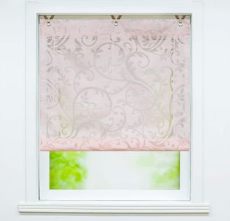 Joyswahl Voile Ösenrollo Transparenter Raffrollo mit Blumen Ausbrennerqualität »Jesscia« Schals Fenster Gardine mit Hakenaufhängung, Raffrollo ohne Bohren BxH 