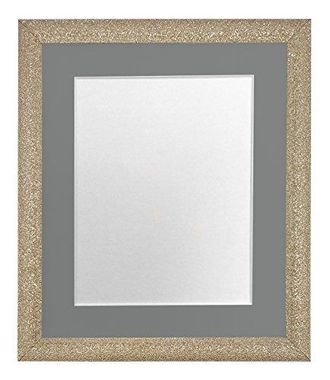 Frames by Post Bilderrahmen mit dunkelgrauem Passepartout, 30 x 30 cm, Bildgröße 20,3 x 20,3 cm, Kunststoffglas, goldfarben, Kunststoff, Image Size 8 x 8 Inch