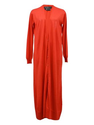 Ferragamo cardigan long &agrave; col v - Orange