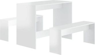 vidaXL 3-tlg. Essgruppe Hochglanz-Weiß Holzwerkstoff vidaXL