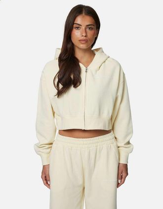 Good For Nothing Sweat &agrave; capuche court zipp&eacute; &agrave; d&eacute;lavage vintage - Jaune