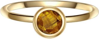 Glanzst&uuml;cke M&uuml;nchen Ring - Sterling Silber Ring Tigerauge - Gr. 48 - in Gold - f&uuml;r Damen