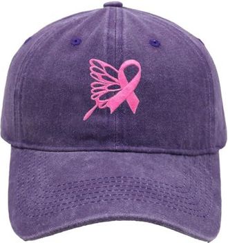 Generic Chapeau de sensibilisation au cancer du sein 2026 pour femme, casquette de baseball réglable en ruban denim brodé, violet, Taille unique