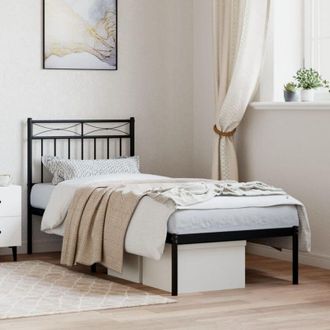 vidaXL Bettgestell mit Kopfteil Metall Schwarz 75x190 cm Vidaxl