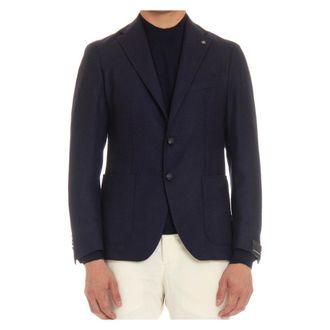 Tagliatore Blaues gewebtes Jackett mit Spiegelrevers - - Suits - Herren - Blau - 3XL