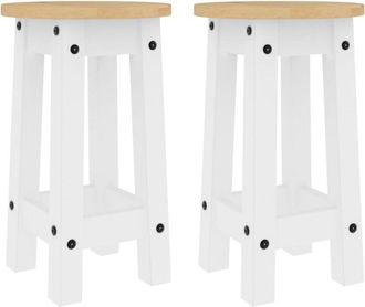 vidaXL Barhocker 2 Stk. Weiß Massivholz Kiefer - Vidaxl