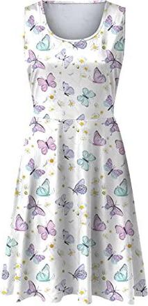 Generic Robe boh&egrave;me sans manches pour femme - Imprim&eacute; ray&eacute; - Pour l&eacute;t&eacute;, la plage, le printemps - Style d&eacute;contract&eacute;, blanc, XXL