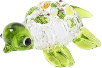 Generic Crystalsuncatcher Petite tortue faite &agrave; la main en verre souffl&eacute; &agrave; la main Figurine de collection de jardin (vert menthe, taille unique)