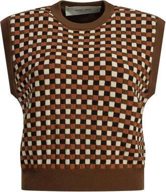 Golden Goose Femme, Pulls, Multicolore, Taille: 42 FR Gilet en maille &agrave; carreaux Roby